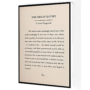 The Great Gatsby Canvas Wall Art,Francis Scott Fitzgerald Quote Poster,Book Page Print Modern Artwork Painting For Living Room Office Home Decoration 8''x12'' Framed