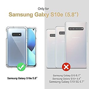 SURITCH Clear Case for Samsung Galaxy S10e,【Built in Screen Protector】【Support Wireless Charging】Hybrid Protection Hard Shell+Soft TPU Bumper Rugged Case Shockproof for Samsung S10e 5.8" (Clear frame)