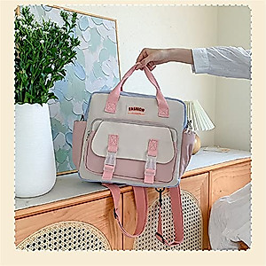 JELLYEA Kawaii Backpack Cute Tote Bag Girl School Crossbody Shoulder Bag with Kawaii Accessories Multi Purpose (Light Pink)