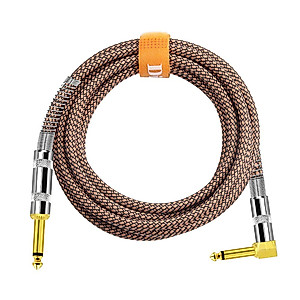 Disino Guitar Cable,1/4 Inch TS Right Angle to Straight Guitar Instrument Cord for Electric Guitar,Bass Guitar, Pro Audio - 6 Feet,Yellow