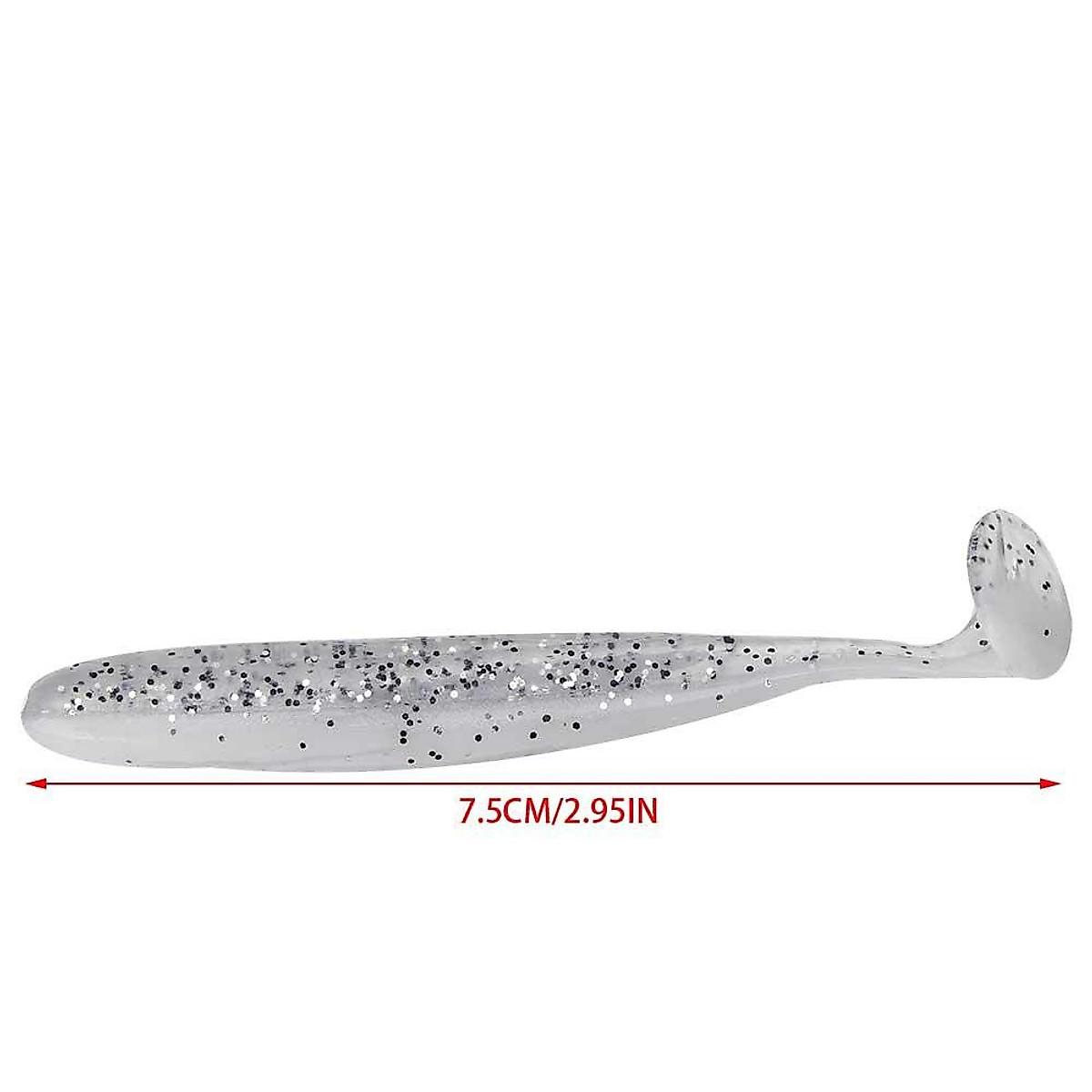 Demeras 20PCS Soft Fishing Lures Kit 7.5cm Plastic T-Tail Grub Worm Baits Artificial Fish Tackle Accessory for Freshwater Saltwater(White)