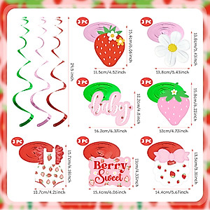 Strawberry Baby Shower Party Hanging Swirls Decorations, Strawberry Theme 1st Birthday Ceiling Streamers, Summer Fruit A Berry Sweet Baby is on the Way Baby Shower Mom to Be Girls First Birthday Party