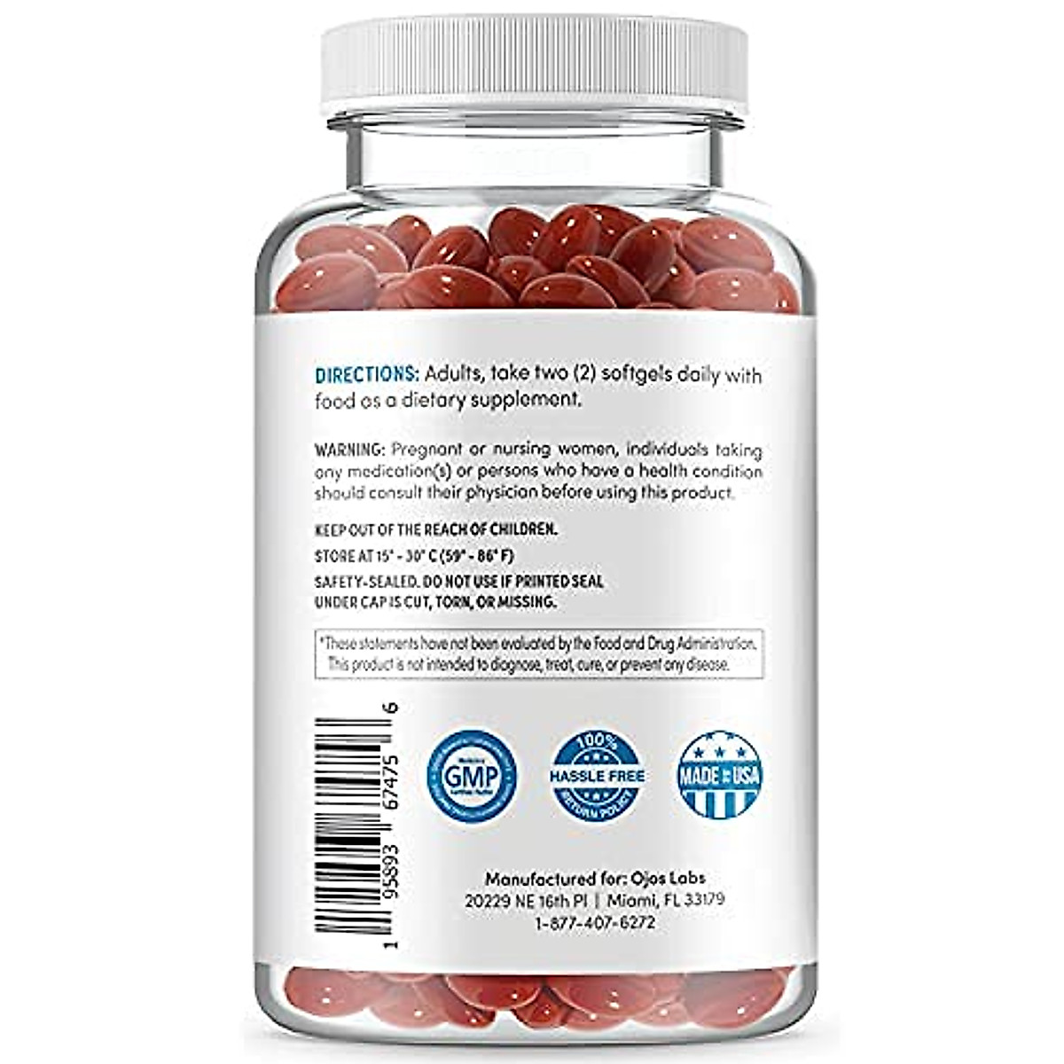 OjosLabs Eye Vitamins - AREDS 2 Based Formula - Eye Vitamin with Lutein & Zeaxanthin for Macular Health - Vision Supplements for Adults - 180 Softgels Support & Care for Eyes - Made in USA