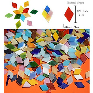 Lanyani 1050 Pieces Mixed Shapes Glass Mosaic Tiles for Crafts, Colorful Stained Glass Pieces for Mosaic Projects