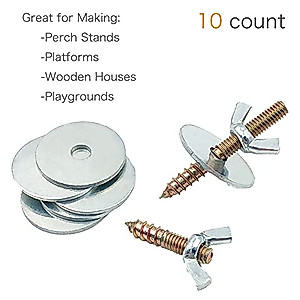 M-TOP Screw and Nuts for Building Bird Perch Stand, Hamster Platform, Chinchilla Wooden House, Small Animal Playground-Connecting and Fixing to Pet Cage(10 Packs)