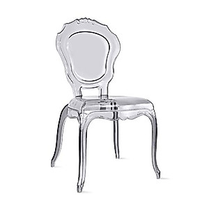 2xhome - Belle Style Ghost Side Chair Dining Room Chair - Smoke Accent Seat - Lounge No Arm Arms Armless Less Chairs Seats Higher Fine Modern Designer Artistic Classic Mold