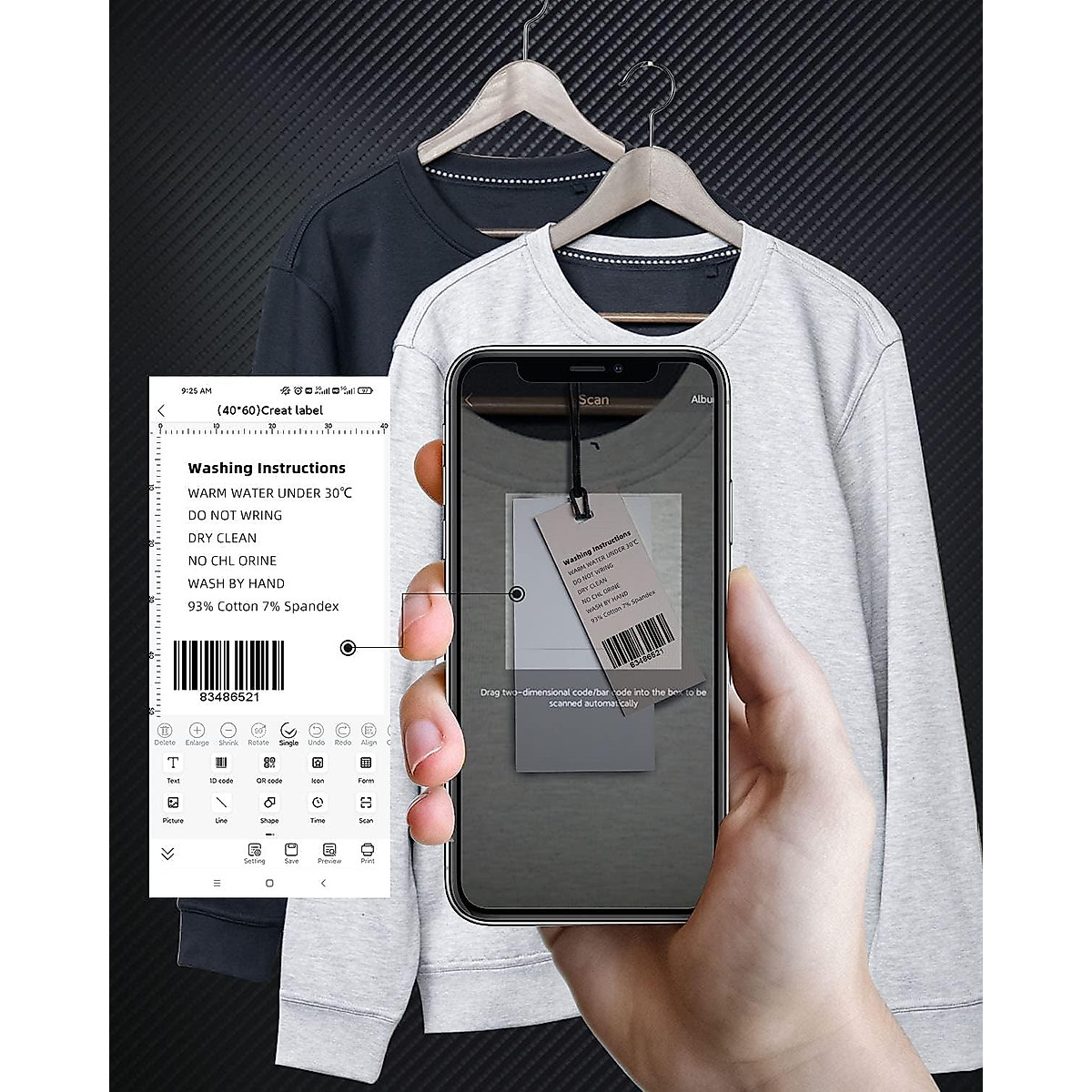 Phomemo M110 Portable Wireless Thermal Label Printer, Bluetooth Label Maker Machine for iOS & Android, Address Label Printer Machine for Barcode, Retail, Home, Office, with 1 Roll 40x30mm Label