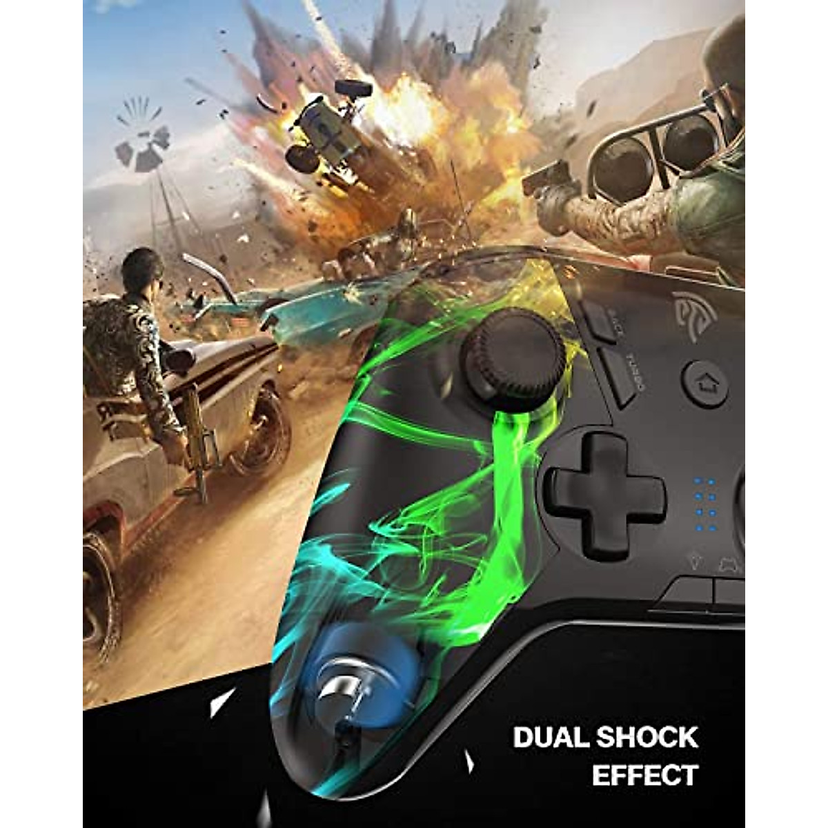 EasySMX Wireless PC Controller, Dual-Vibration Joystick Gamepad Computer Gaming Controller for PC Windows 7/8/10/11/12, Steam, PS3, Switch and Android- Black