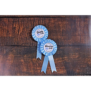 HAPPYLAND Baby Boy Shower Decorations Baby Blue Elephant Tinplate Badge Mommy to Be and Daddy to Be Baby Shower