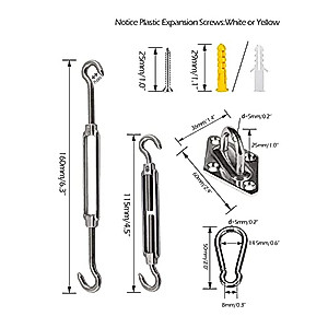 Shade Sail Hardware Kit, 304 Stainless Steel Sunshade Canopy Hardware Kit for Install Rectangle and Triangle Shade Sails Deck Garden Lawn Patio Outdoor Metal Sail Shade Pergola Kit (40PCS)