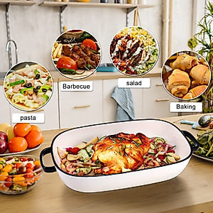 6 Quart Large Rectangular Baking Dish, 16x11 Inches Ceramic Baking Pan Casserole Dish for Cooking,Kitchen and Daily Use, Safe for Oven Microwave Refrigerator Disinfection Cabinet and Dishwasher,White