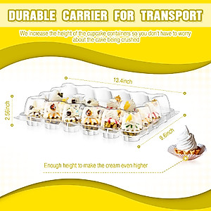 24 Pack Mini Cupcake Containers, 24 Count, Disposable Plastic Small Cupcake Boxes Bulk, High Dome Lid Cupcake Holder Cupcake Carriers for Transporting Small Cupcakes with Tall Icing