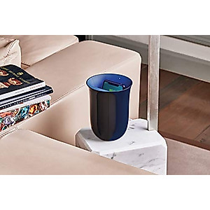 Lexon OBLIO Wireless Phone Charger with UV Light Sanitizer, QI certified fast charging station 10W and clinically proven cell phone cleaner, compatible with Iphone & Android, Unique Design - DARK BLUE