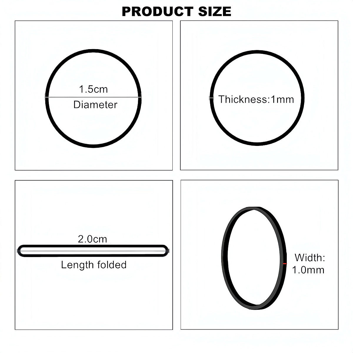 JIANYI 1200 Pack Mini Rubber Bands, Soft Elastic Bands Small Tiny Hair Ties for Toddlers, Kids, Audits, Ponytails, Braids, Wedding Hairstyle - Black