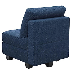 Belffin Middle Module Seat for Modular Sofa Sectional Couch with Storage Accent Armless Sofa Chair Modern Fabric Blue