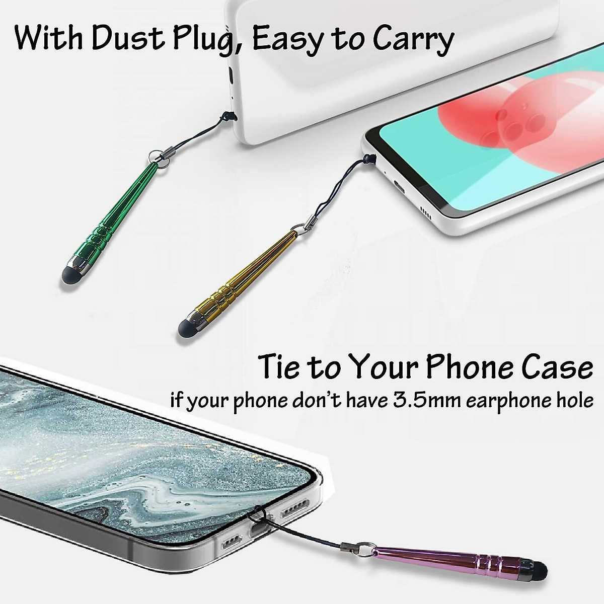 IC ICLOVER 10PCS Sharp Short Touch Screen Pen, Mini Stylus Pen with 3.5mm Jack Connector for iPhone 14/13/12/11/PRO/Max/PRO/Max/SE2/X/XS MAX, iPad Pro/Air/Mini, iPod, Kindle, Samsung S21/S20+/Note 20