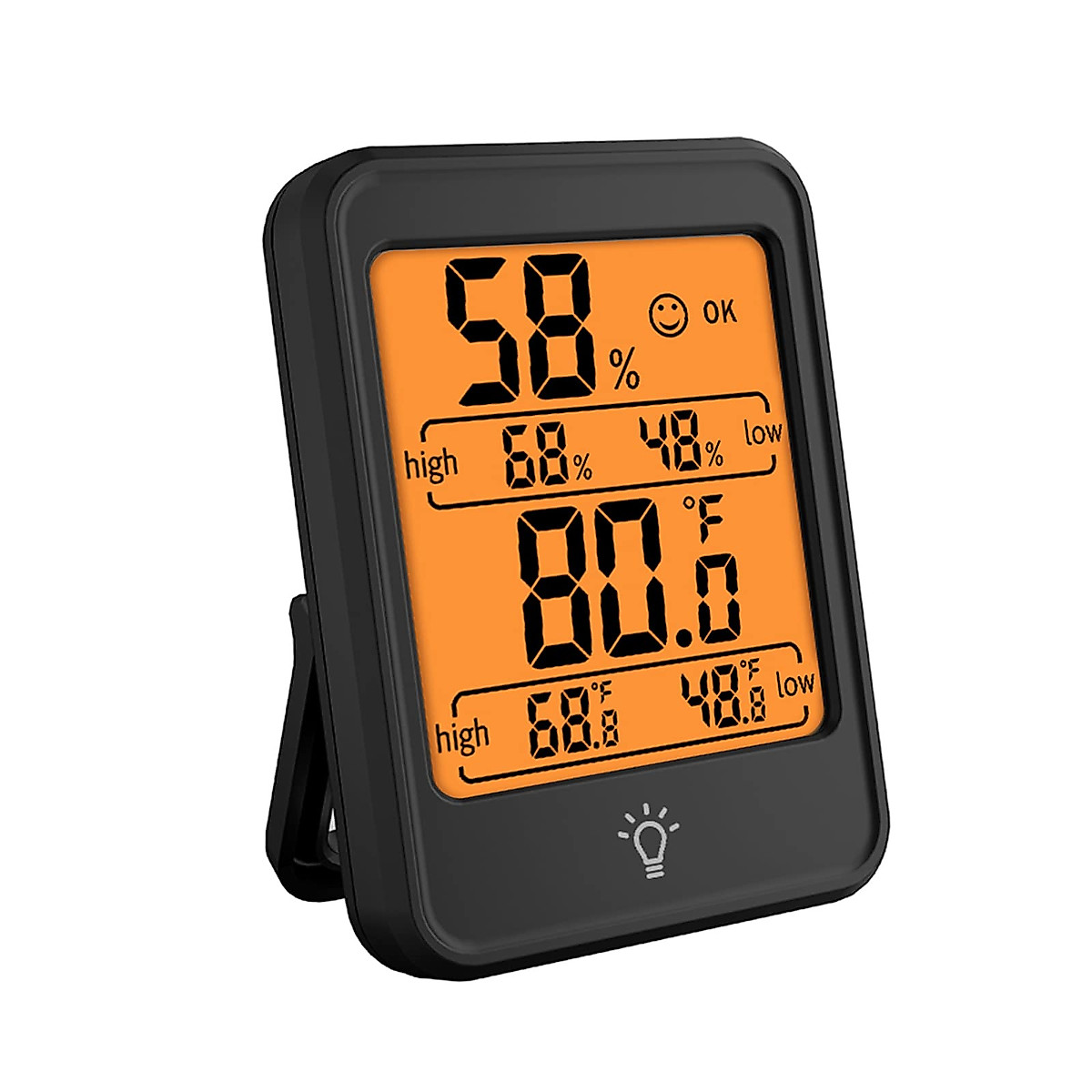 Indoor Thermometer Digital Hygrometer Room Thermometer Humidity Monitor with Backlight,Suitable for Bedroom,Baby,Flower Room,Wine Cellar,Laboratory,Battery Included (2, Black and White)