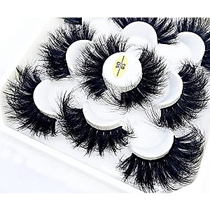 HBZGTLAD new 5 Pairs 25 mm 3d Mink Lashes Bulk Faux with Custom Natural Mink Lashes Pack Short Wholesales False Eyelashes (9D-03)