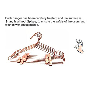Koobay 16.5” Shiny Metal Wire Clips Clothes Hangers, 10PACK , Rose Gold Coat Suit Pants Clothes Garment Hangers for Closet Hangers
