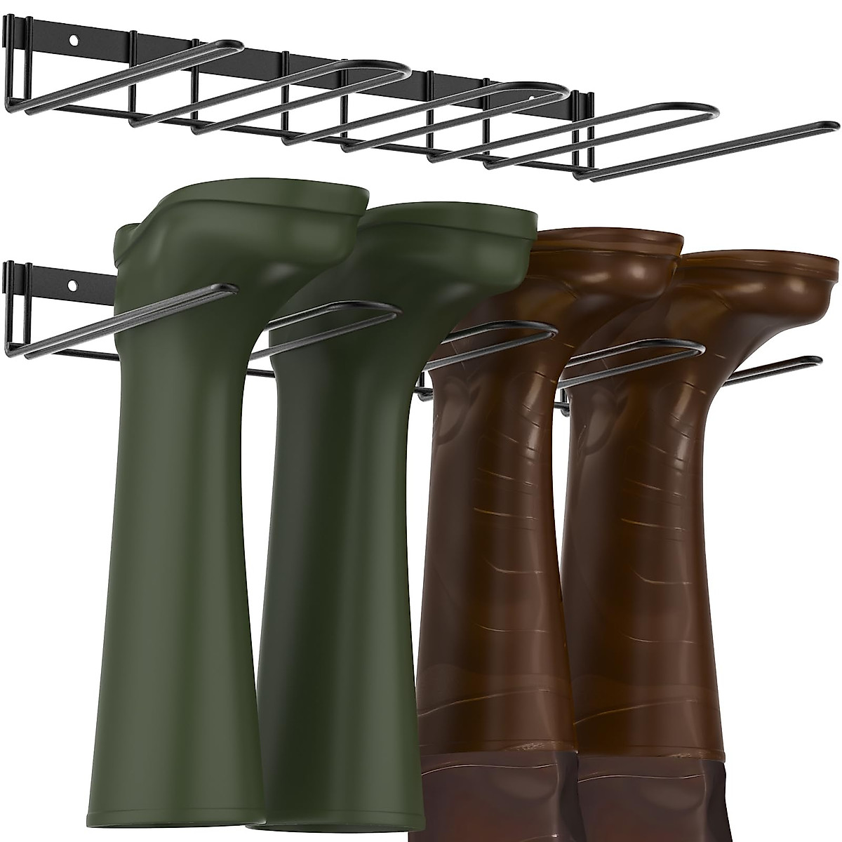 DegMongee Wader Hangers - 4 Pair Hanging Boot Rack - Great for Work Boots, Cowboy Boots, and Waders - Garage Shoe Storage - Shoe Organizer for Entryway