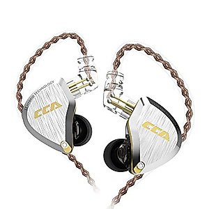 CCA C12 5BA+1DD in Ear Monitor,HiFi Bass in Ear Earphone, IEM Wired Headphones, HiFi Stereo Sound Earphones Noise Cancelling Ear Buds with 6 Balanced Armature Drivers 0.75mm 2pins Cable(No Mic,Gold)