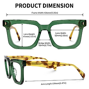 Zeelool Classic Oversized Square Blue Light Blocking Eyeglasses for Women Men Coville ZJGA830292-04 Green