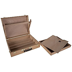 Master’s Touch Art Set - All Media Artist Supply Box - Briefcase Style Unfinished Wooden Artist Storage Box w/ 5 Compartments – Art Toolbox for Storing Paints, Stamps, Brushes, & Other Art Supplies