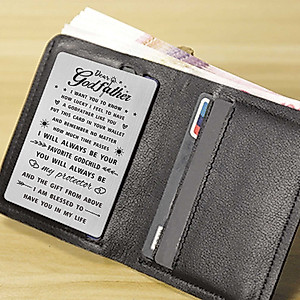 SOUSYOKYO Godfather Card from Godchild - Best Godfather Card from Goddaughter, Personalized Godfather Birthday Gifts for Men, God Father Christmas Wallet Card Present from Godchildren