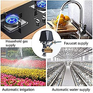 Yasorn Smart Wifi Water Valve, Water/Gas Shut Off Valve Voice Control Timing Controller Compatible with Alexa Google Assistant Automatic Valve work with iOS/Android