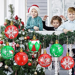 Jetec 12 Pcs 9 Inch Inflatable Christmas Ball Giant PVC Christmas Ball Ornaments Large Christmas Ball Outdoor Christmas Blow up Yard Decorations for Holiday Pool Lawn Tree Party Decor (Novel Style)