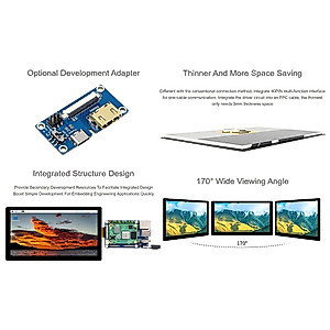 7inch 1024x600 IPS Integrated Display Supports Raspberry Pi 4B/3B+/3B/2B/B+/A+/Zero/Zero W/WH/Zero 2W and Jetson Nano and Windows PC with Acce Cables (No Touch) @XYGStudy (70H-1024600-IPS-B)