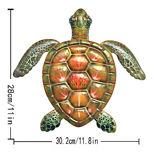 HHgrowe 11.8 inches Metal Sea Turtle Wall Decor Indoor and Outdoor Wall Sculptures Decorations Bedroom Garden Patio Porch or Fence 2 PCS …