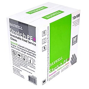 Daxwell Food Safe Stretch Poly Gloves (Medium, 1,000 Count) Non-Latex, Disposable, Food Handling Use, Powder Free, F10000224,White