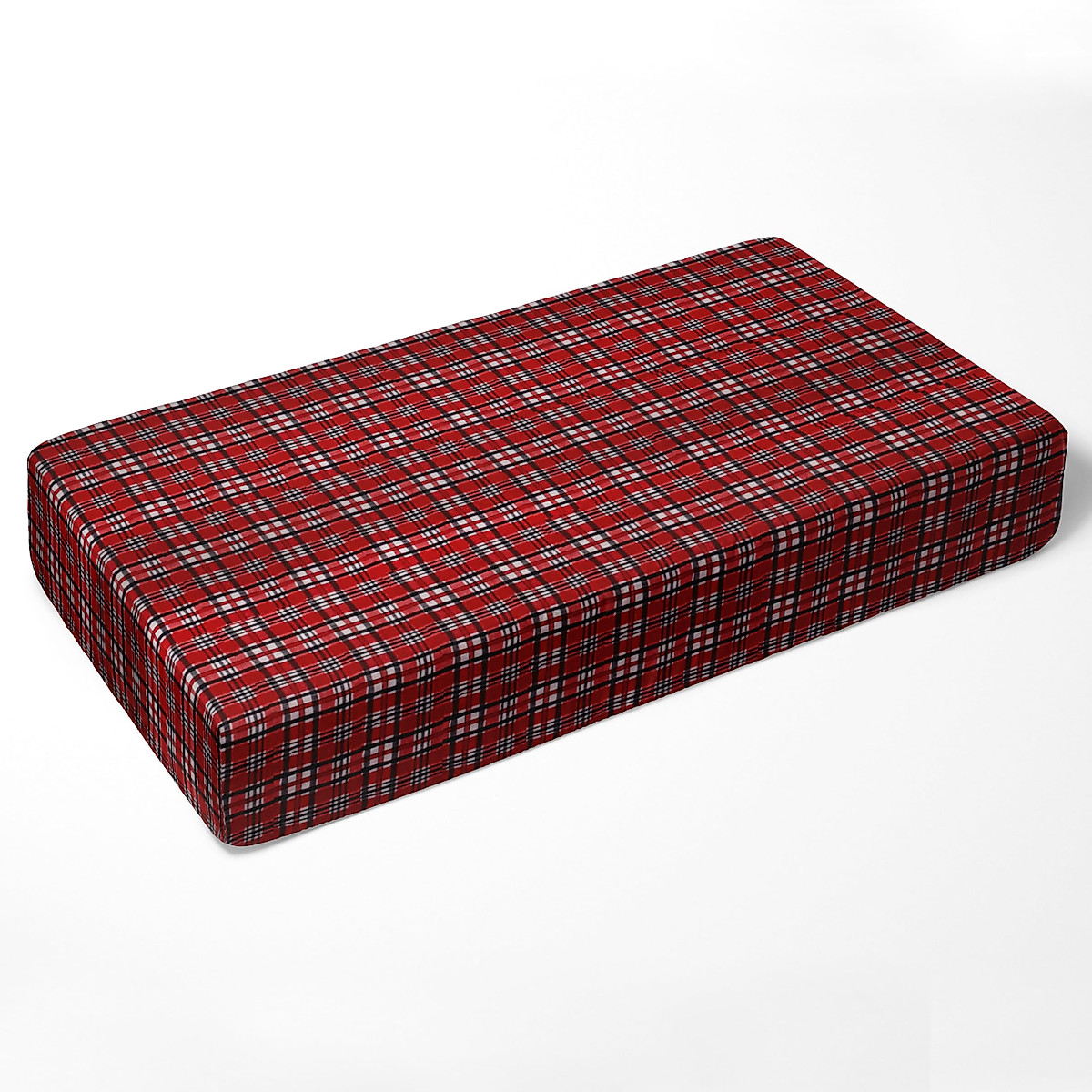 Bacati - Boys Red Plaids/Stripes Crib Sheet
