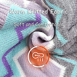 Winter Kids Hat Scarf Gloves Set Knit Fleece Lined Beanie Neck Warmer Mittens for Toddler Boys Girls 3-8 Years (Purple-B)