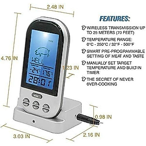 OZELS Large LCD Digital Cooking Food Meat Smoker Oven Kitchen BBQ Grill Thermometer Clock Timer with Monitor Alarm for Smokers Grilling Oven Kitchen Mode (Size : 1)