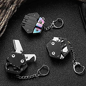 Keychain Screwdriver Multifunctional Hexagon Coin Outdoor EDC Tool Hexagon Folding Pocket Coin Gear Knife Pee Fold Coltello Mini
