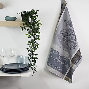 Garnier Thiebaut French Jacquard Kitchen Towel 100% Cotton Vegetables Collection (Les Girolles Anthracite)