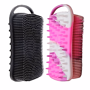 Cinlitek 2Pack Dual Sided Silicone Body Scrubber for Exfoliating, Shower&Scalp Massage, 2 in 1 Bath&Shampoo Brush,Soft Body Exfoliator Silicone Loofah Shower Scrubber Brush for All Kinds of Skin