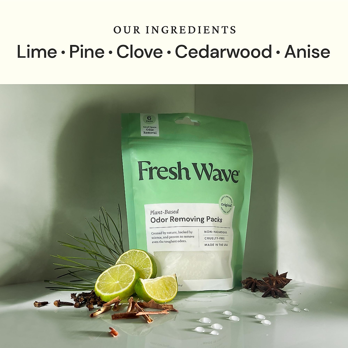 Fresh Wave Odor Eliminating & Deodorizing Packs, Bag of 6 - Safer Odor Relief for Small Spaces, Natural Plant-Based Odor Eliminator, Odor Absorbers for Home