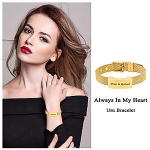 zeqingjw Adjustable Cremation Jewelry Urn Bracelet for Ashes Personalized Message Urn Bangle for Women Men Memorial Keepsake-Forever in My Heart