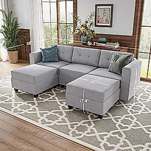 Soohow SF002-3SEAT-U Sofas, 3-Seat U-Shaped, Grey