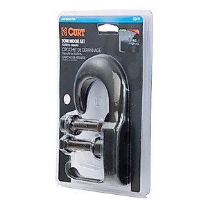 CURT 22411 Bolt-On Black Steel Tow Hook with Spring Clip, 10,000 lbs Capacity