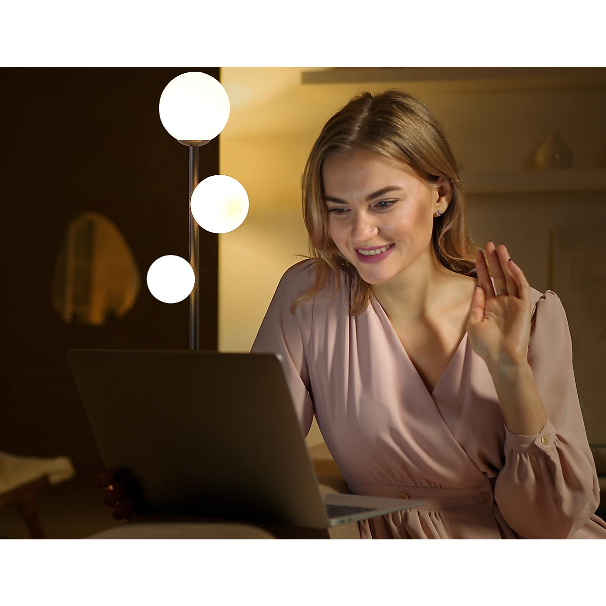 3 Globe Mid Century Floor Lamp, 3 Lights Black Floor Lamp for Living Room LED Bulbs Included with Warm Lighting, Modern Standing lamp Farmhouse Retro Home Decor for Bedrooms Office - Matte Black