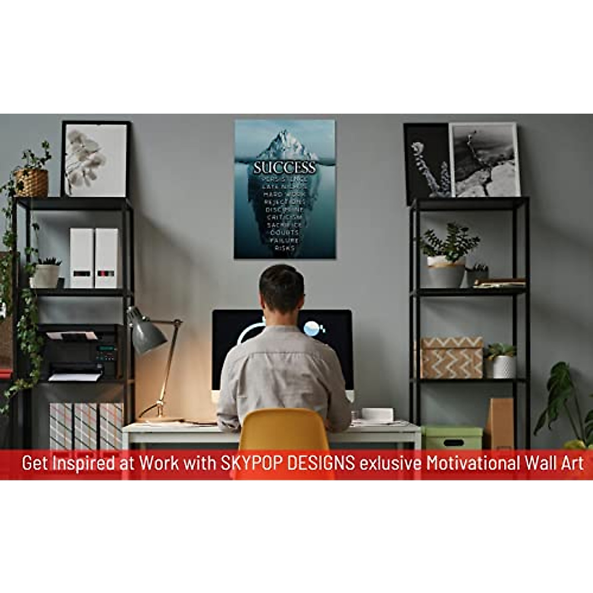 SUCCESS WALL ART FRAMED Motivational Wall Art Office Wall Decor for Men and Home Office Decor 11.5 x 15”