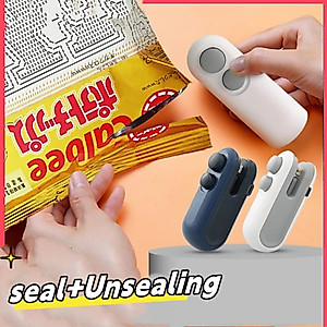 Mini Bag Sealer,Portable,Rechargeable Handheld Heat Vacuum Sealer,2 in 1 Sealer and Cutter, Portable Resealer Machine for Plastic Bags Food Storage Snacks Freshness，Magnetic attraction (White)
