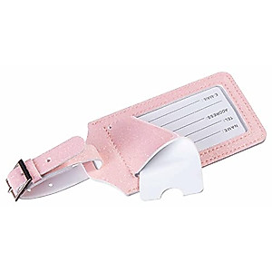 Gostwo 2 Pack Luggage Tags Leather Case Luggage Bag Tags Travel Tags(Sparking Pink)