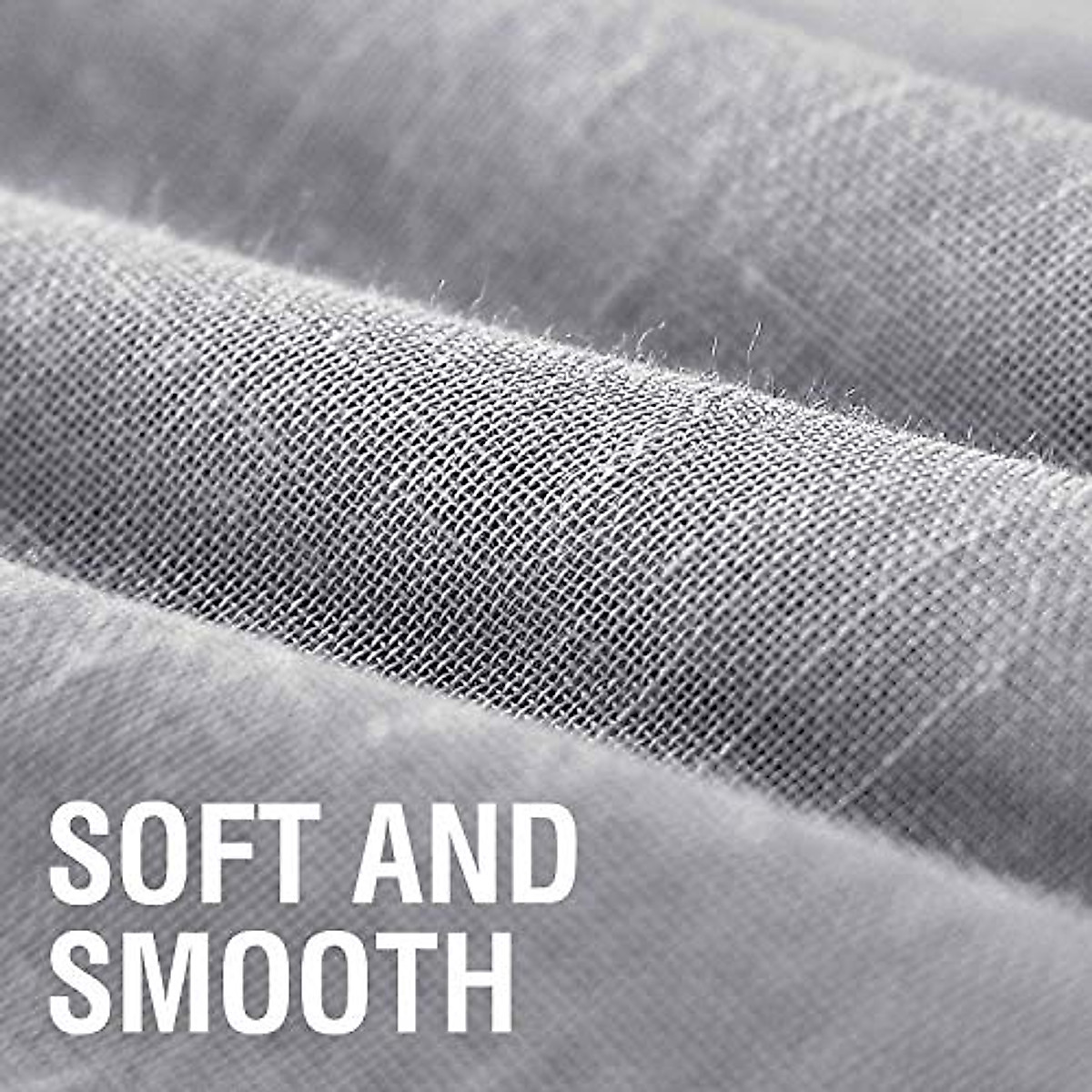 Linen Sheer Curtains 84 Inches Long Semi Sheer Gray Curtains - Privacy Added Silver Grommet Linen Curtain Panels for Living Room/Bedroom Light Filtering Curtains (52"W x 84"L, 2 Panels)