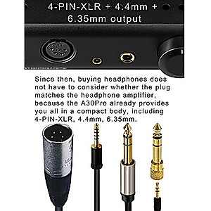 Topping A30 Pro NFCA Headphone Amplifier OPA1656 4PIN XLR 4.4MM 6.35MM Output Balanced Input Amplifier (Black)