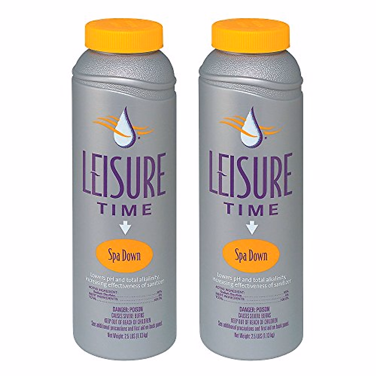 LEISURE TIME 22338-02 Spa Down for Spas and Hot Tubs, 2.5-Pounds, 2-Pack & Leisure Time 30210A Defender Spa and Hot Tub Stain and Scale Cleaner, 32 fl oz